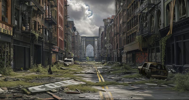 Post-apocalyptic, the City Street is Empty and Desolate Stock Photo ...