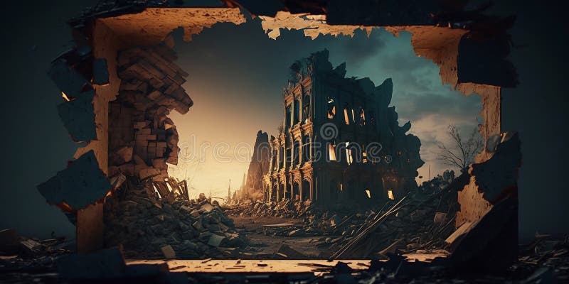 Post-apocalyptic Diorama of the City. Destroyed Buildings, Consequences ...