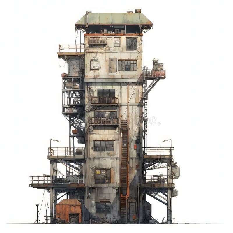 Post-apocalyptic Elevator Scene on a White Background Image Stock ...