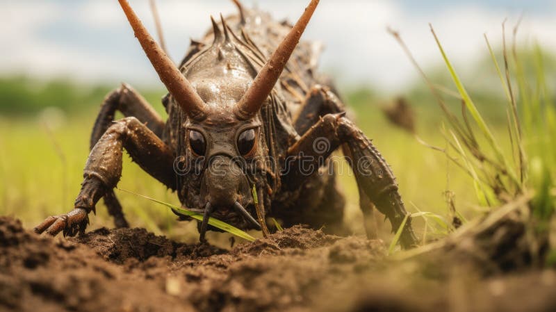 Post-apocalyptic Grasshopper: Uhd Image of a Crawling Cricket in a ...