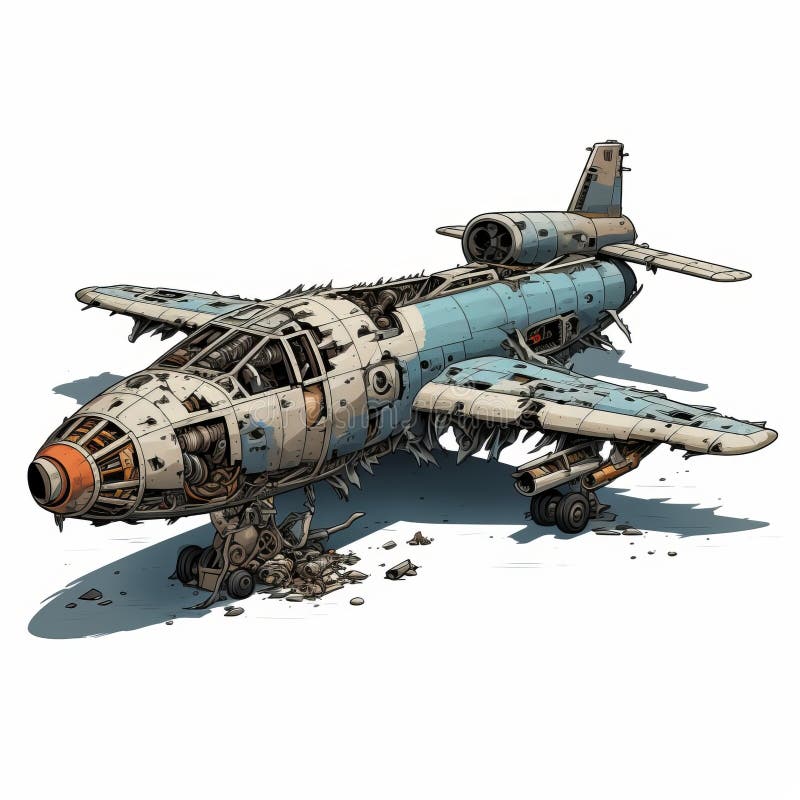 Post-apocalyptic Jet Illustration Hyper-detailed Pixel Art Rendering ...