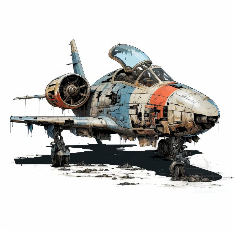 Post-apocalyptic Jet Illustration with Realistic Details Stock ...