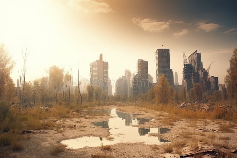 Post-apocalyptic Landscape. City after the Effects of Global Warming ...