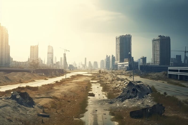 Post-apocalyptic Landscape. City after the Effects of Global Warming ...
