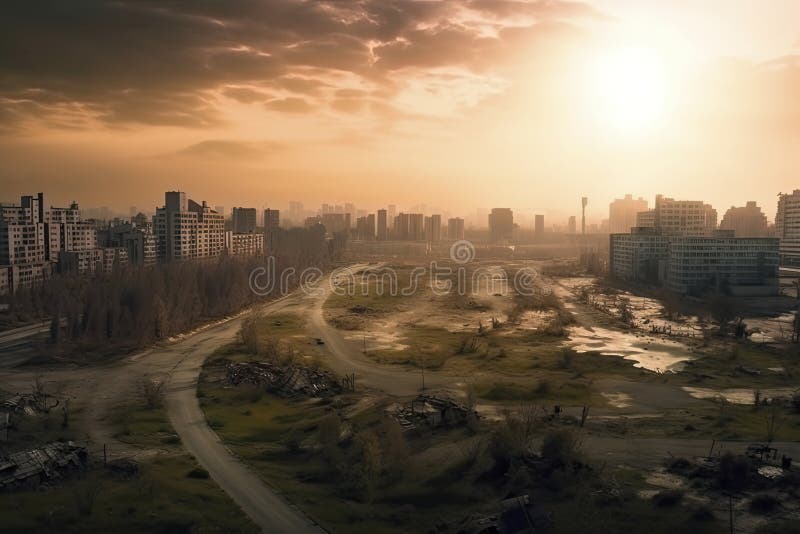 Post-apocalyptic Landscape. City after the Effects of Global Warming ...