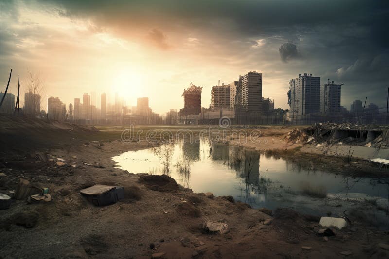 Post-apocalyptic Landscape. City after the Effects of Global Warming ...