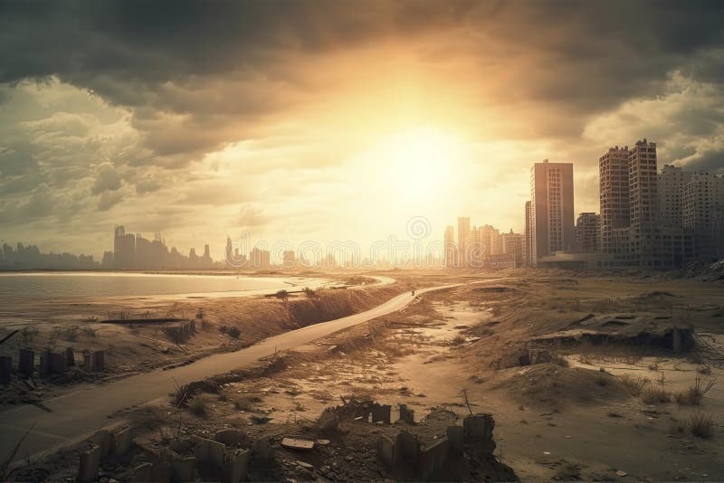 Post-apocalyptic Landscape. City after the Effects of Global Warming ...