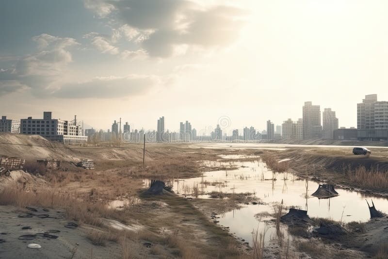 Post-apocalyptic Landscape. City after the Effects of Global Warming ...