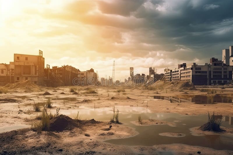Post-apocalyptic Landscape. City after the Effects of Global Warming ...