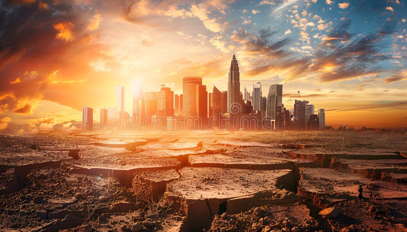 Post-apocalyptic Landscape. City after the Effects of Global Warming ...
