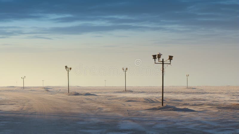 Snowy Street Lamps: a Tonalist Winter Scene in 8k Resolution Stock ...
