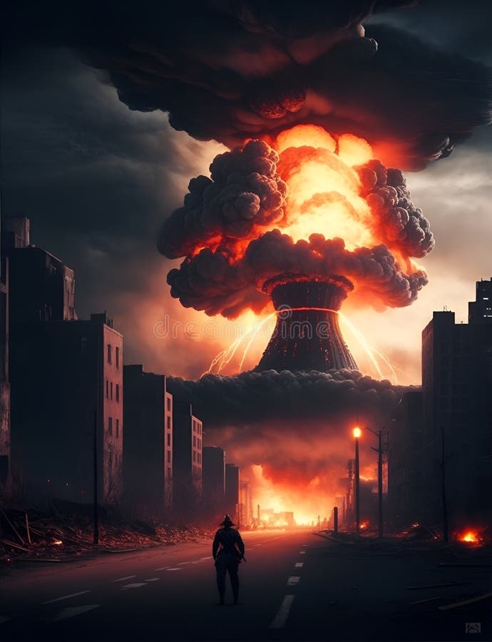 Post-apocalyptic Landscape. Illustration Created Using Artificial ...