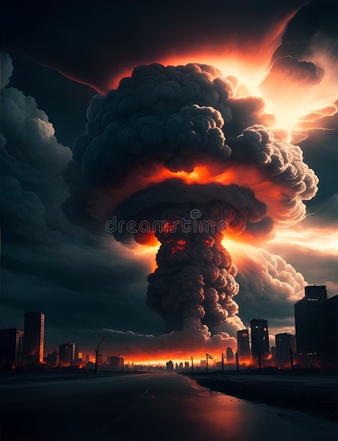Post-apocalyptic Landscape. Illustration Created Using Artificial ...