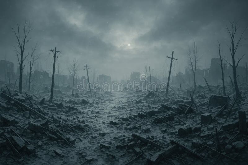 Post-apocalyptic Landscape in Nuclear Winter Stock Image - Image of ...