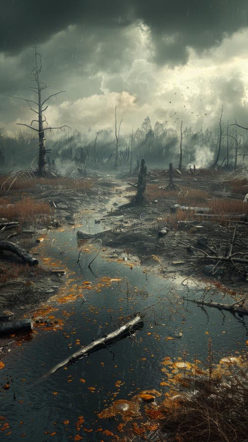 A Post-apocalyptic Landscape with a River Running through it Generated ...