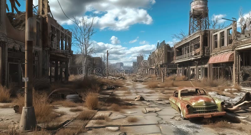 Post Apocalyptic Landscape with Ruined City after Nuclear War Stock ... Post Apocalyptic Landscape with Ruined City after Nuclear War Stock ...