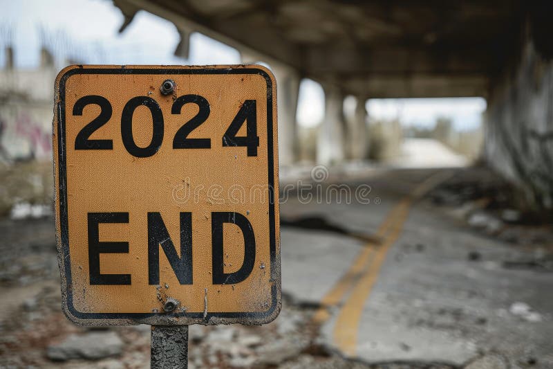 Post Apocalyptic Milestone: 2024 Conclusion. Stock Illustration ...