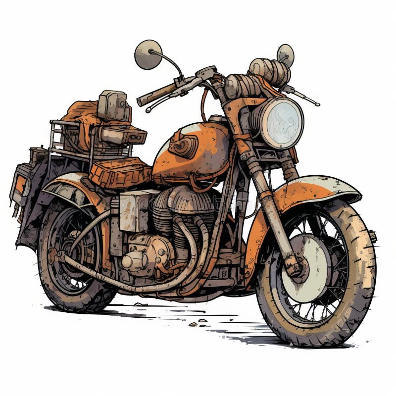Post-apocalyptic Motorcycle Illustration with Charming Character and ...