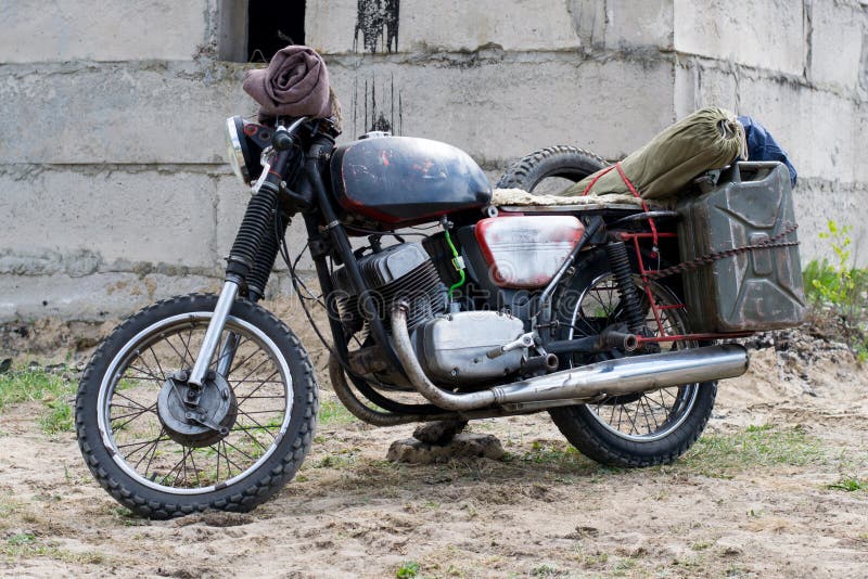 A Post Apocalyptic Motorcycle Near the Destroyed Building Stock Image ...