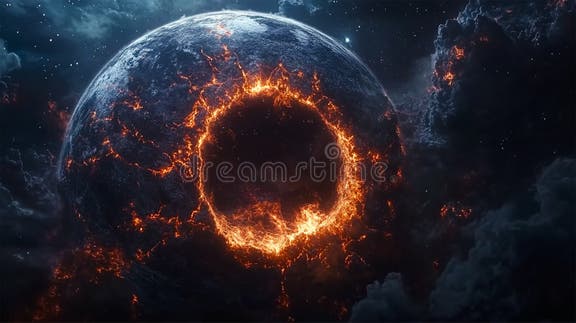 Post-apocalyptic Planet Earth, Nuclear Explosion, View from Space Stock ...