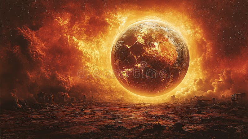 Post-apocalyptic Planet Earth, Nuclear Explosion, View from Space Stock ...