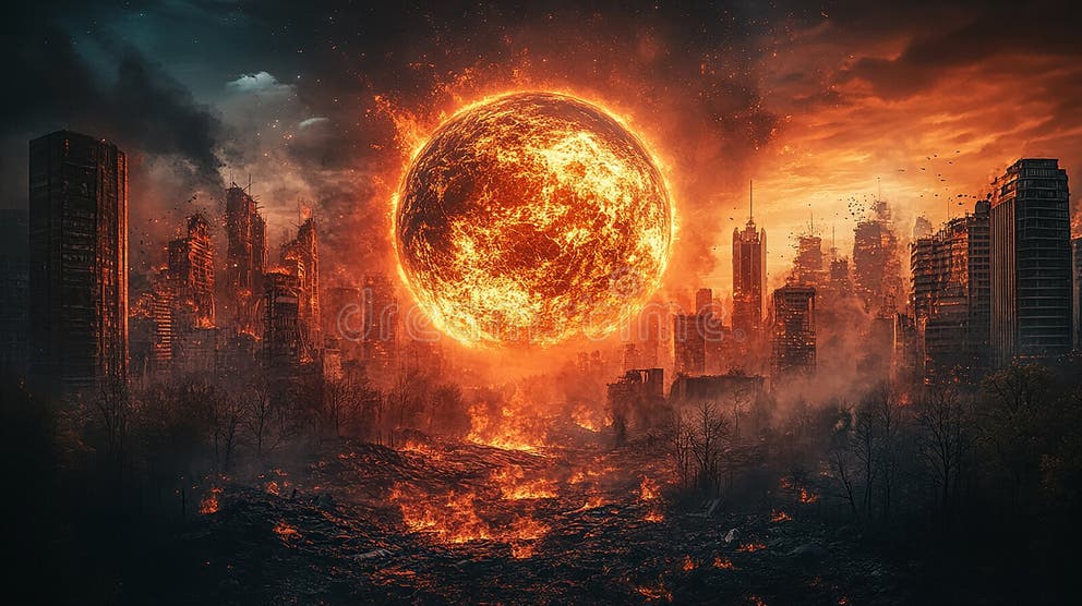 Post-apocalyptic Planet Earth, Nuclear Explosion, View from Space Stock ...