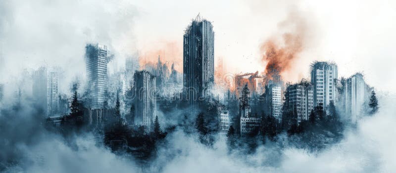 Post-Apocalyptic Ruins with Copy Space: Hauntingly Beautiful Image of ...