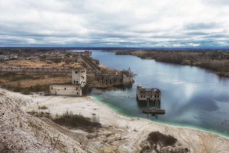 Post-apocalyptic ruins stock image. Image of coast, fantasy - 72848857