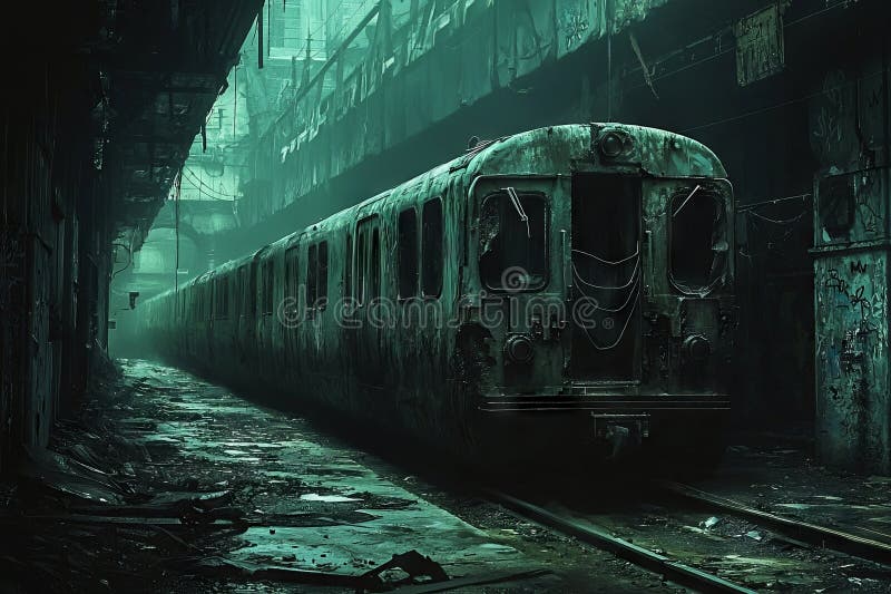 A Post-apocalyptic Scene: a Train Car Left Behind, yet Shining with an ...