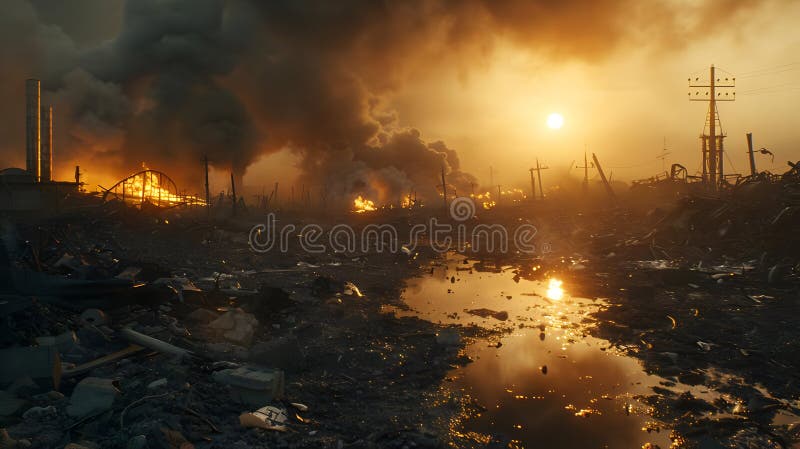 Post-Apocalyptic Sunset Illustration Stock Illustration - Illustration ...