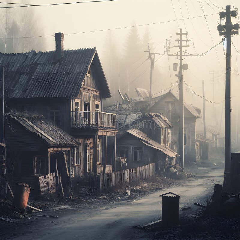 Post-Apocalyptic Town stock illustration. Illustration of alley - 295373372