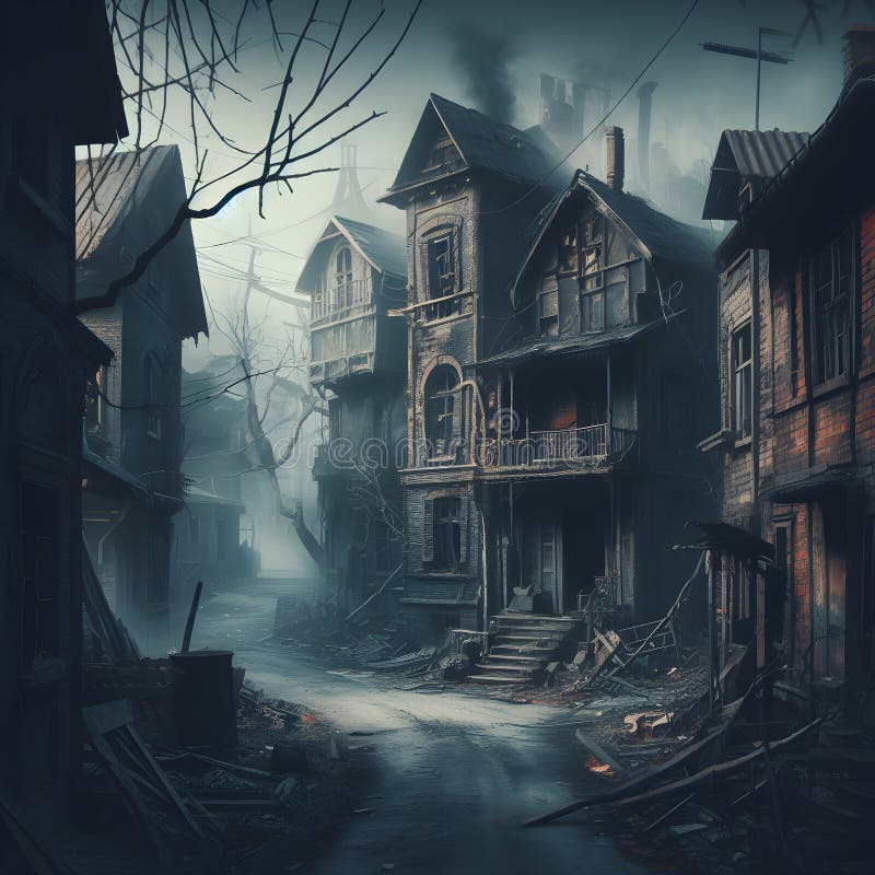 Post-Apocalyptic Town stock illustration. Illustration of post - 295373551