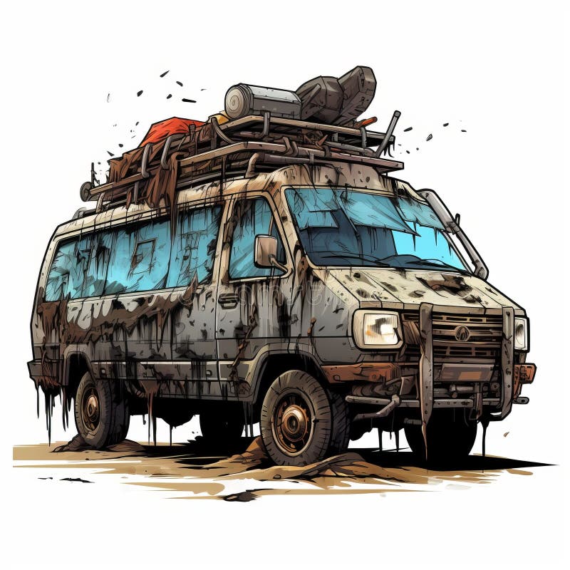 Post-apocalyptic Van Illustration: Detailed Character Design in Comic ...