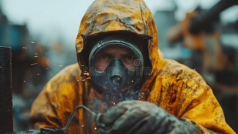 Post-Apocalyptic Worker in Protective Gear Stock Image - Image of work ...