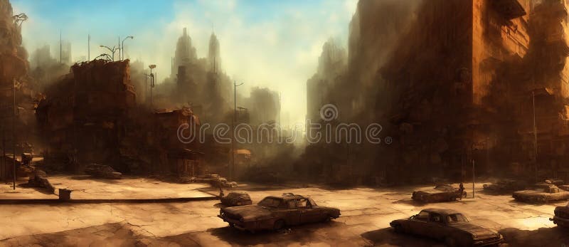 Post Apocalyptic World in a Dystopian Environment. Surreal Background ...