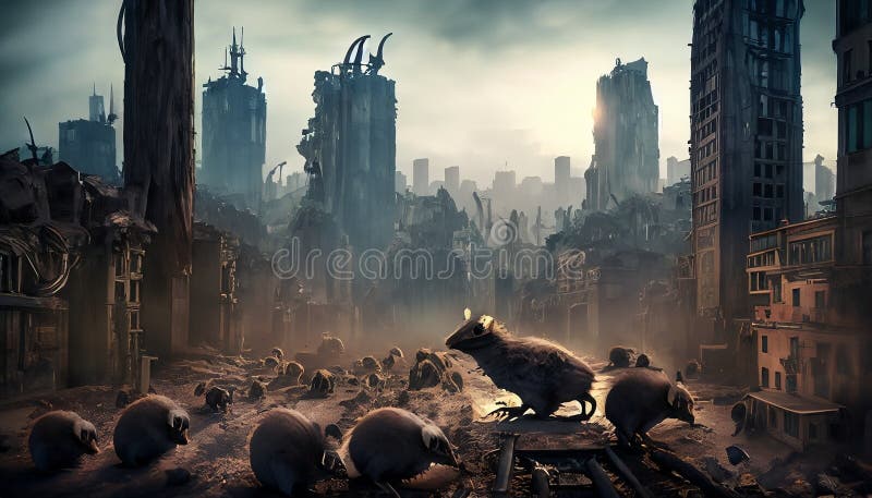 Post-apocalyptic World with Rats Stock Illustration - Illustration of ...