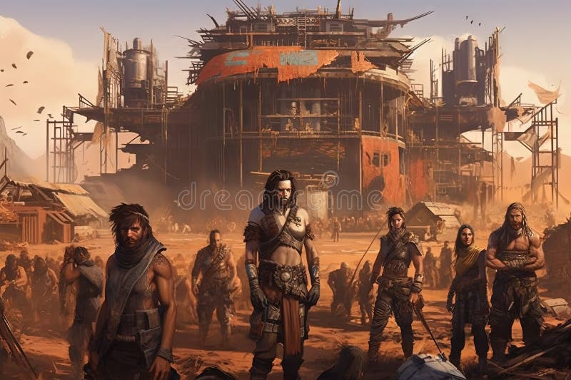 Post Apocalyptic World Tribes Illustration Generative Ai Stock ...