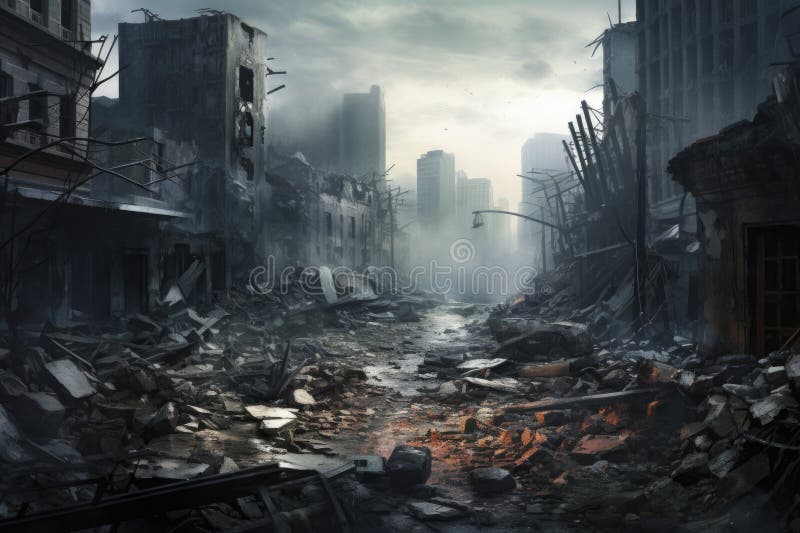 A Post-apocalyptic World Unfolds in this Eerie Image, Showcasing a ...
