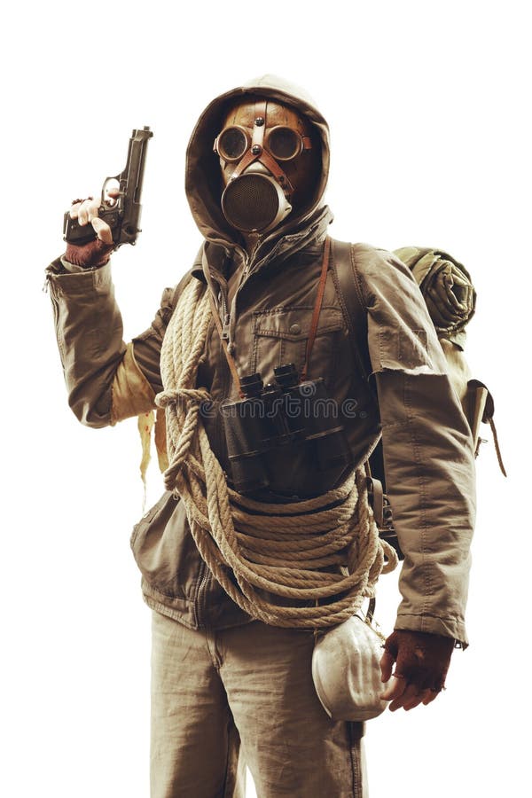 Post Apocalyptische Overlevende in Gasmasker Stock Foto - Image of mens ...