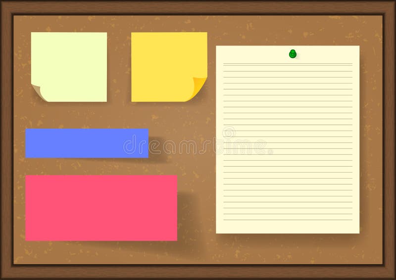Post it on board. stock vector. Illustration of message - 57345575