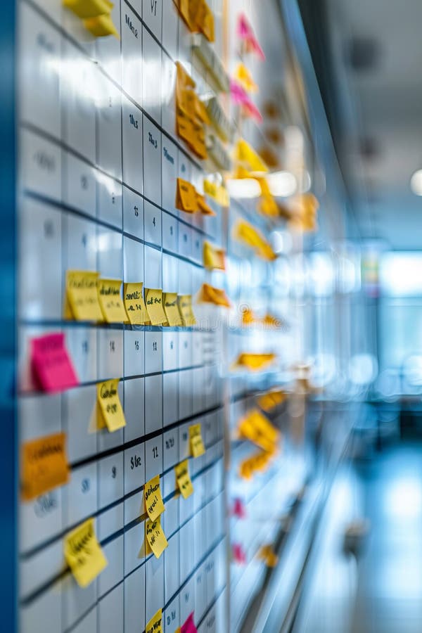 Post-it Board with Tasks Moving through Stages of Completion in Online ...