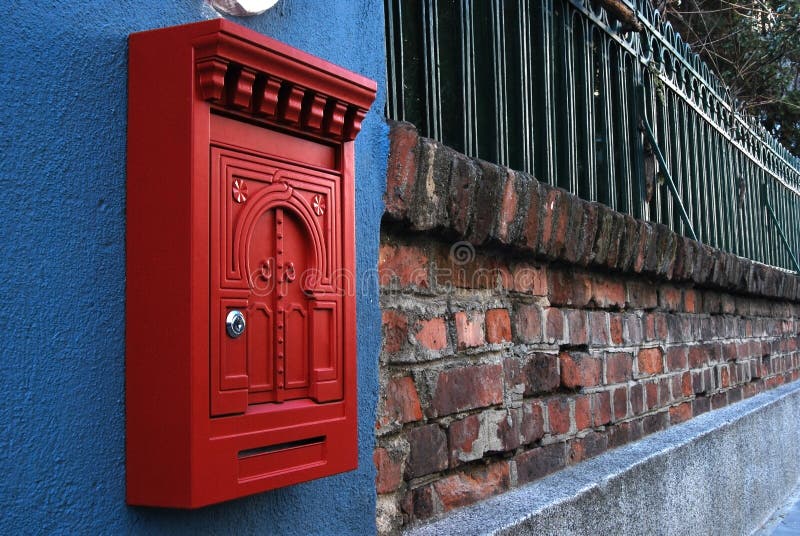 Post box on brick wall stock image. Image of letterbox - 22281051