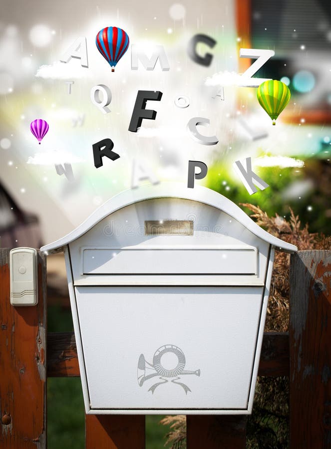Post Box with Colorful Letters Stock Photo - Image of package ...