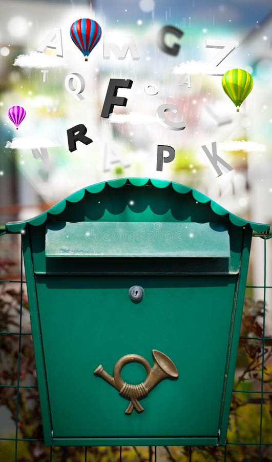 Post Box with Colorful Letters Stock Image - Image of letters, object ...