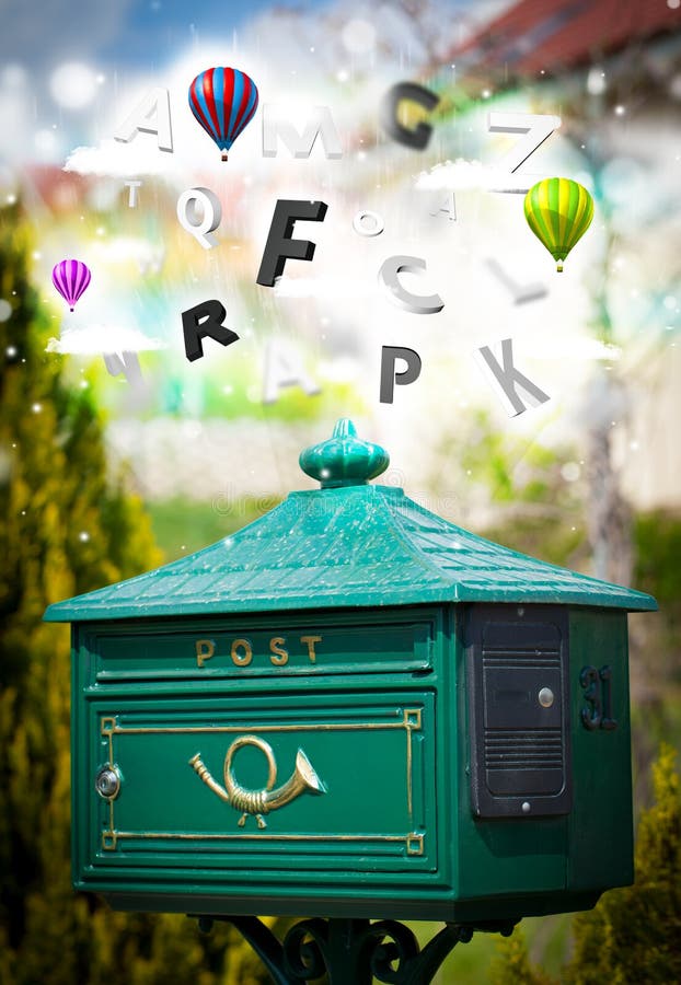 Post Box with Colorful Letters Stock Photo - Image of correspondence ...