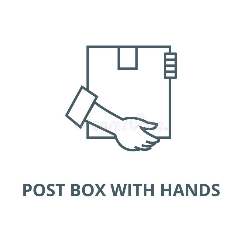 Post Box with Hands Vector Line Icon, Linear Concept, Outline Sign ...