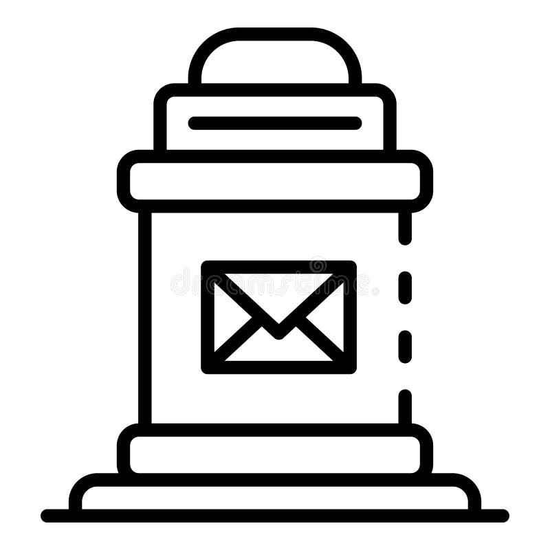 Post Box Icon, Outline Style Stock Vector - Illustration of mail ...