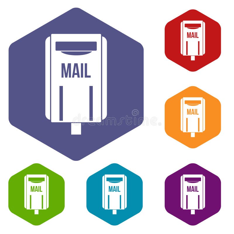 Post box icons set hexagon stock vector. Illustration of document ...