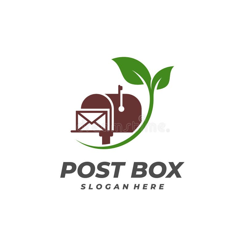 Post Box with Leaf Logo Vector Template, Creative Post Box Logo Design ...