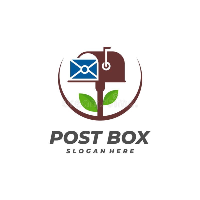Post Box with Leaf Logo Vector Template, Creative Post Box Logo Design ...